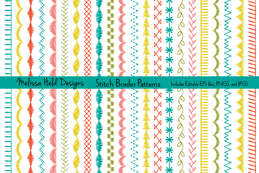 Stitch Border Patterns, a Pattern Graphic by Melissa Held Designs