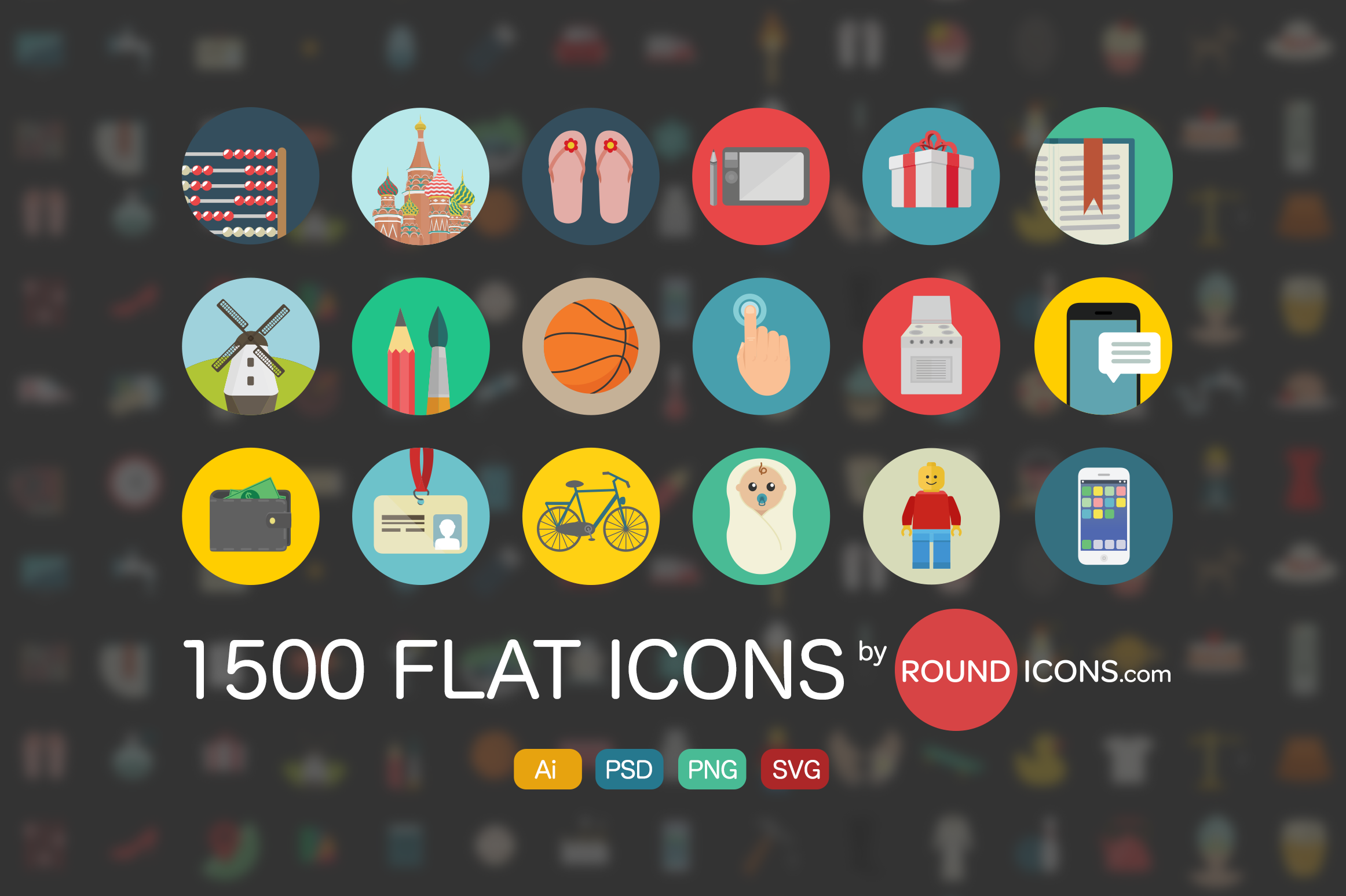 2500 Flat Icons Ai | PSD | SVG |PNG, an Icon by Vectopus.com