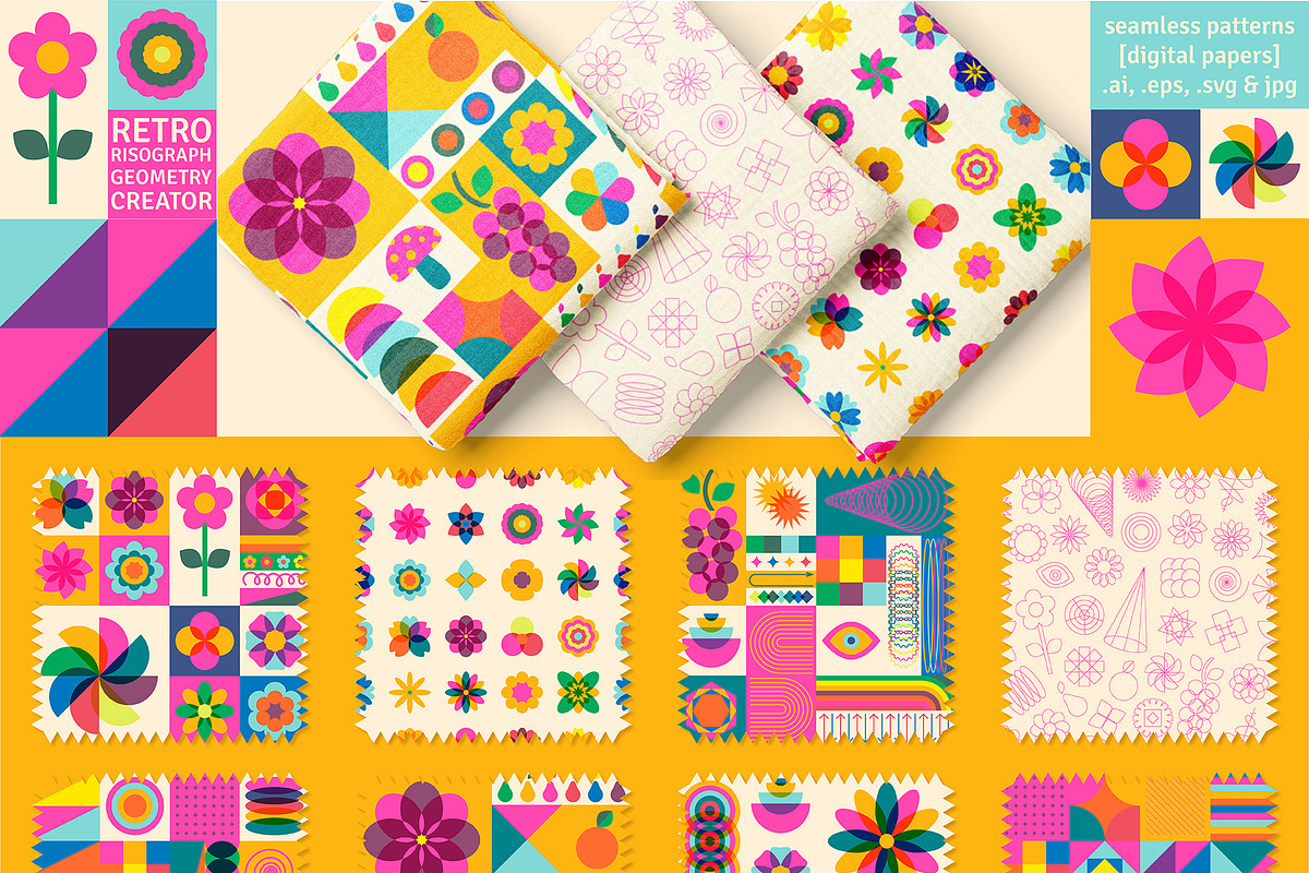 Retro Risograph Geometry Creator, an Object Graphic by Julia Dreams