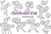 Cheerleader Kids Digital Stamps, a Sport Illustration by Keepin' It Kawaii
