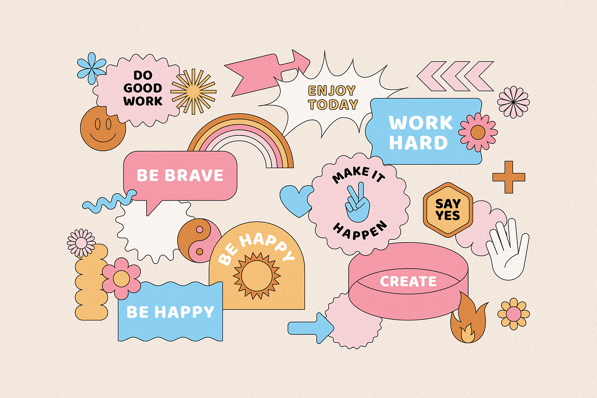 Stickers - 100 vector elements, a Background Graphic by venimo ...