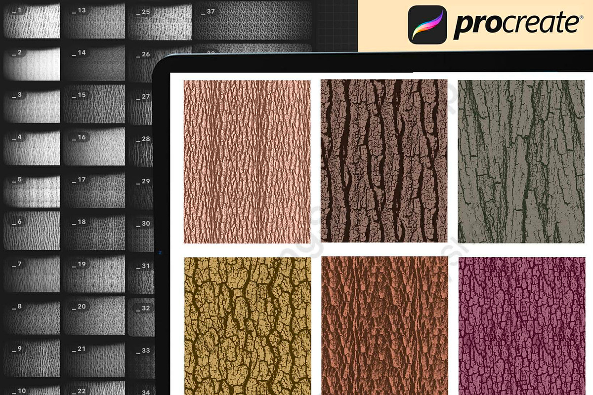 100 Procreate Wood Texture Brushes, a Brush Add-On by DrawingStoryShop