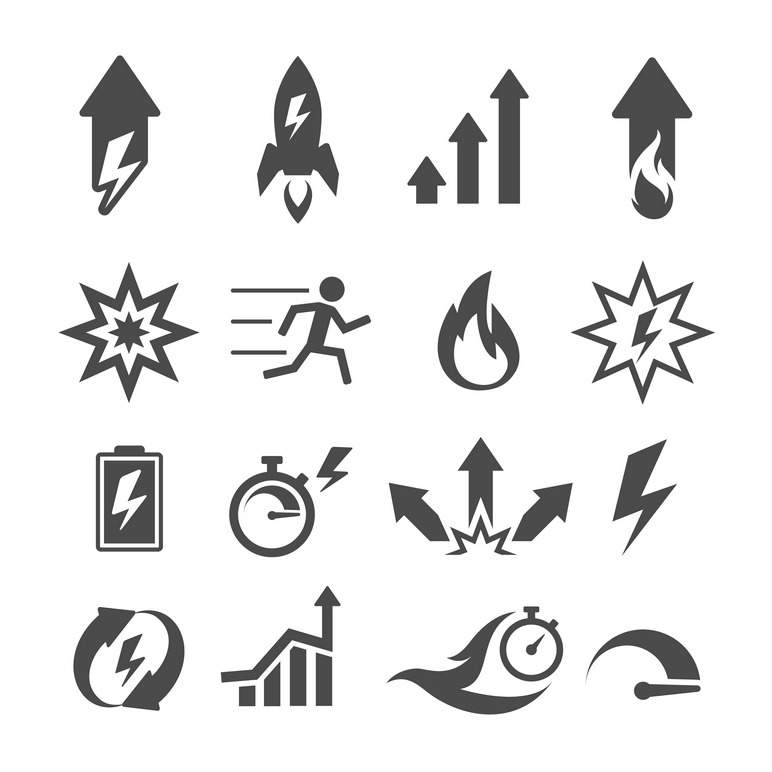 Set of action and efficiency icons, an Icon by Microvector | Creative ...