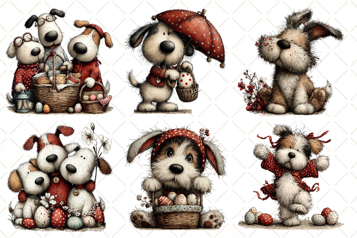 Whimsical Easter Dog Clipart, an Illustration by Black Bird Studio