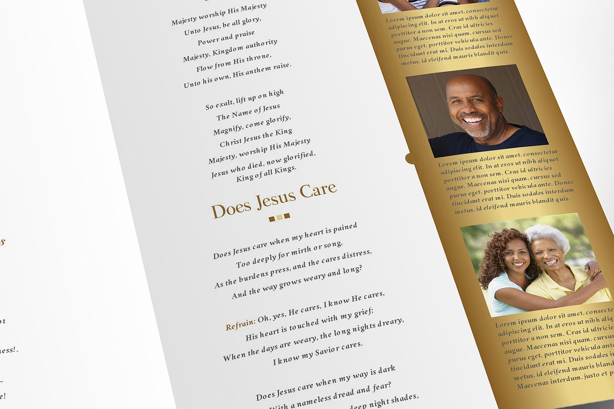 Remember Gold Funeral Program Word 8pg