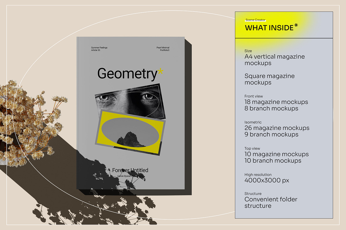 Geometry-magazine mockup kit, a Print Template by Creatoom
