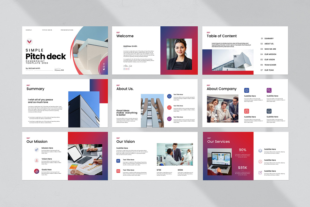 Simple Pitch Deck Presentation, a Presentation Template by evgenystudio