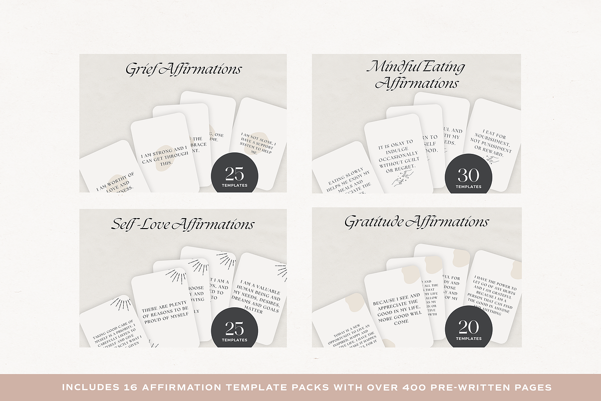Affirmations Template Bundle Canva
