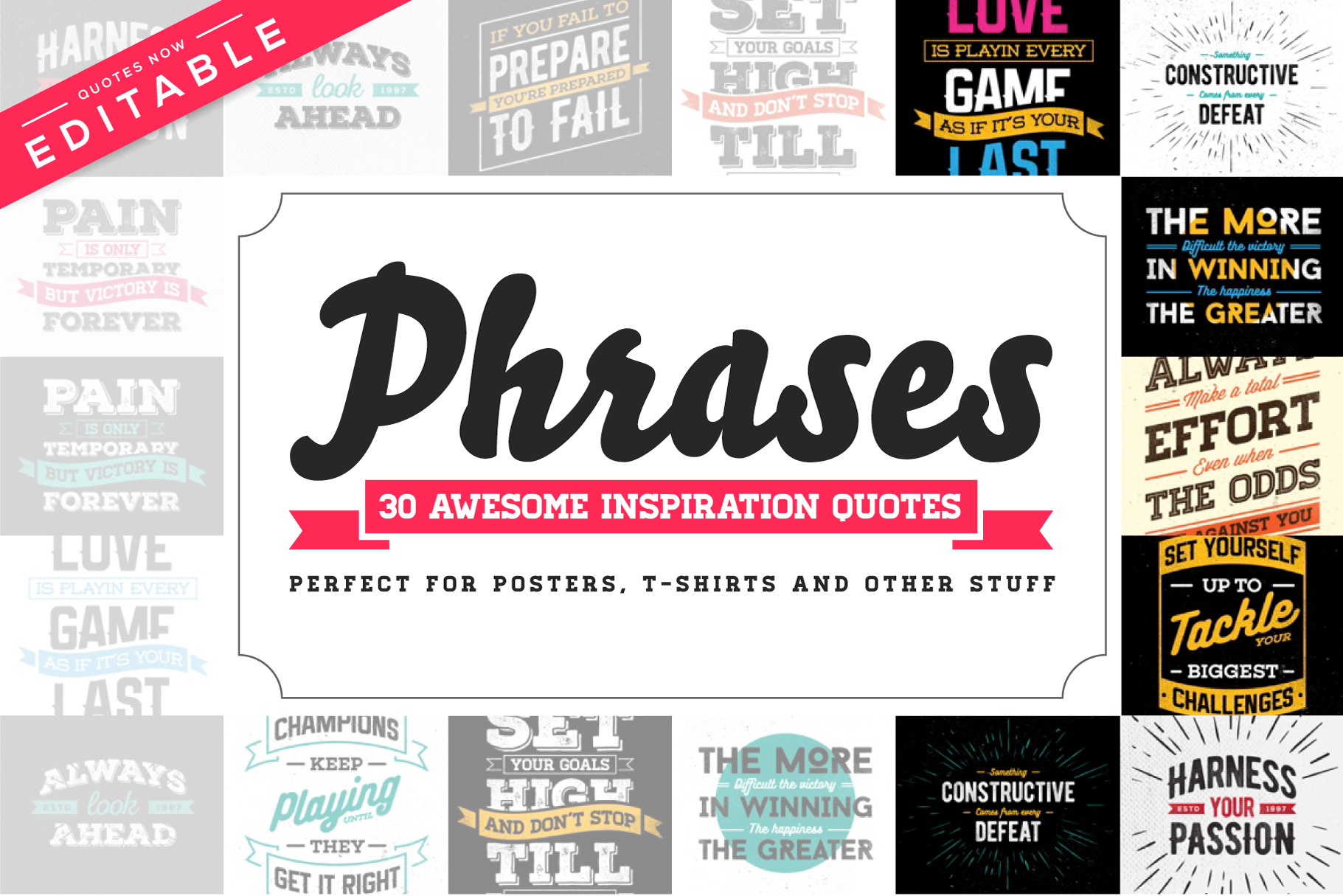 Awesome 30 Editable Phrases & Quotes, a Background Graphic by Ckybe's ...