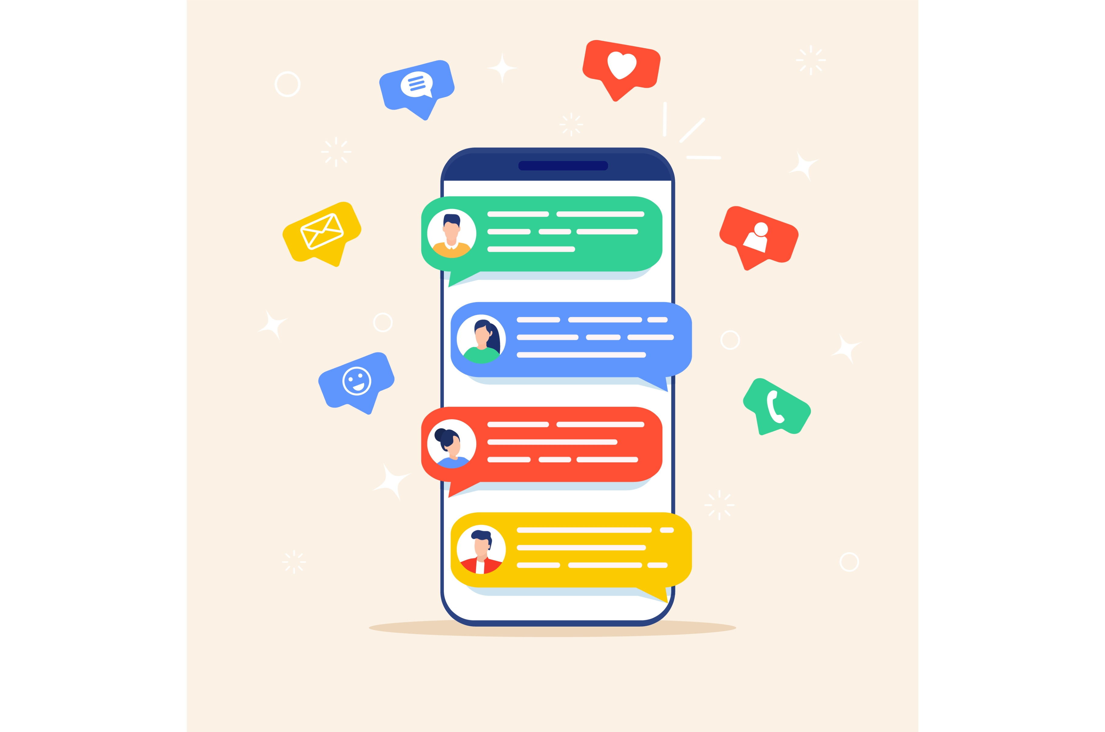 Online chat messages text | People Illustrations ~ Creative Market