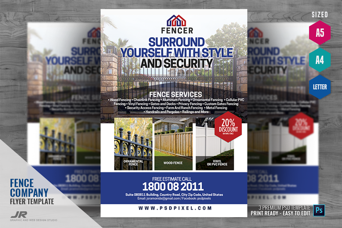 Fence, Gates and Railings Services, a Flyer Template by PSDPixel