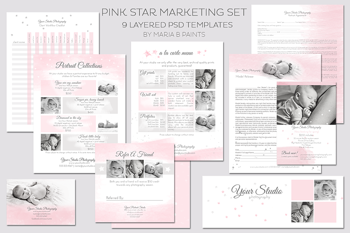 Photography Workflow set, a Flyer Template by Maria B. Paints