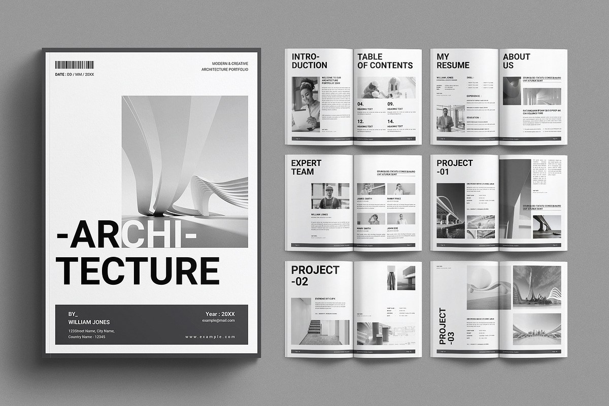 Architecture Portfolio Design Layout, a Brochure Template by E-Type