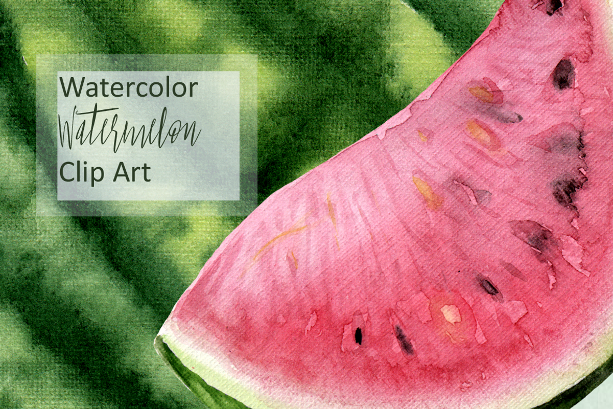 Watercolor Watermelon Clip Art, an Object Graphic by Tati Bordiu