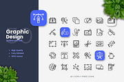 Graphic Design Outline Icons, an Outline Icon by Upnowgraphic