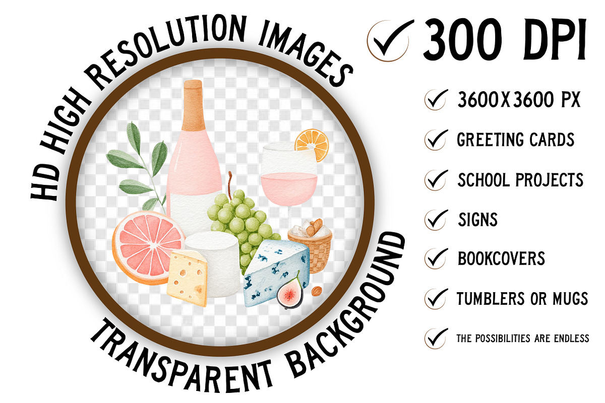 Watercolor Coastal Brunch Clipart, an Illustration by Craft Nest