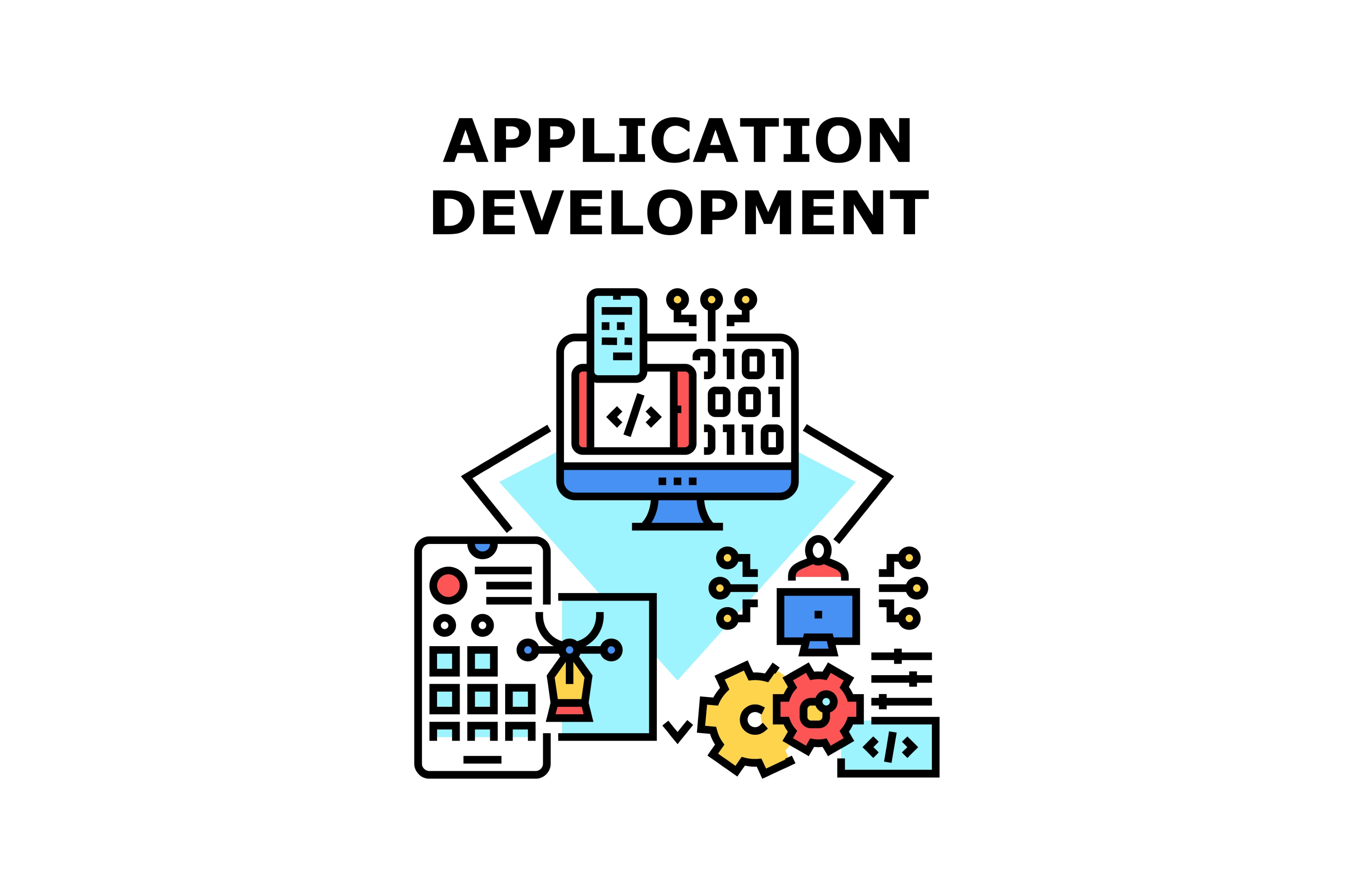 Application Development Vector Color, a Technology Illustration by ...