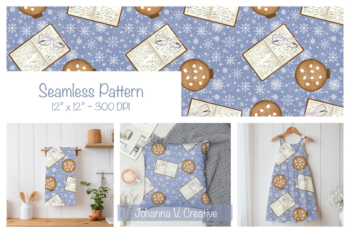 Hot Cocoa Seamless Pattern, an Illustration by Johanna V. Creative