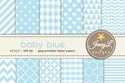 Baby Blue Digital Paper, a Pattern Graphic by JennyL Designs