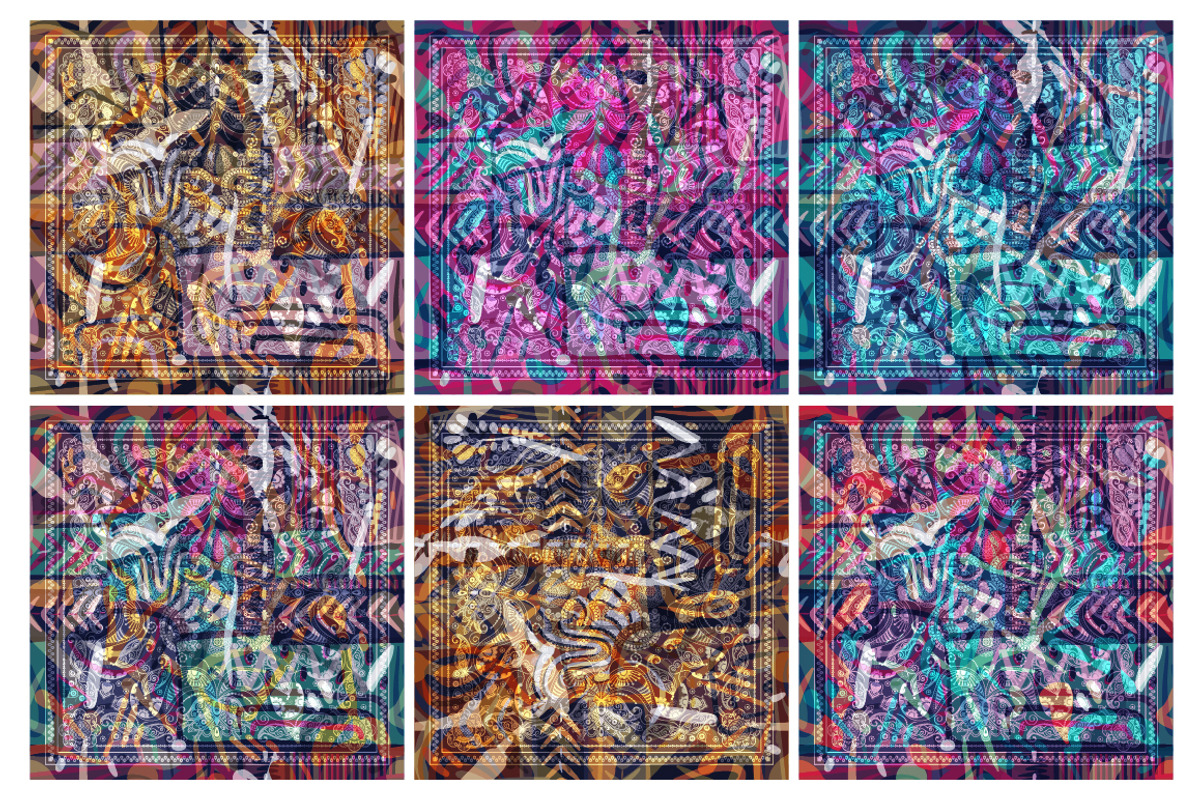 6 Digital square desings, an Illustration by Sunny_Lion