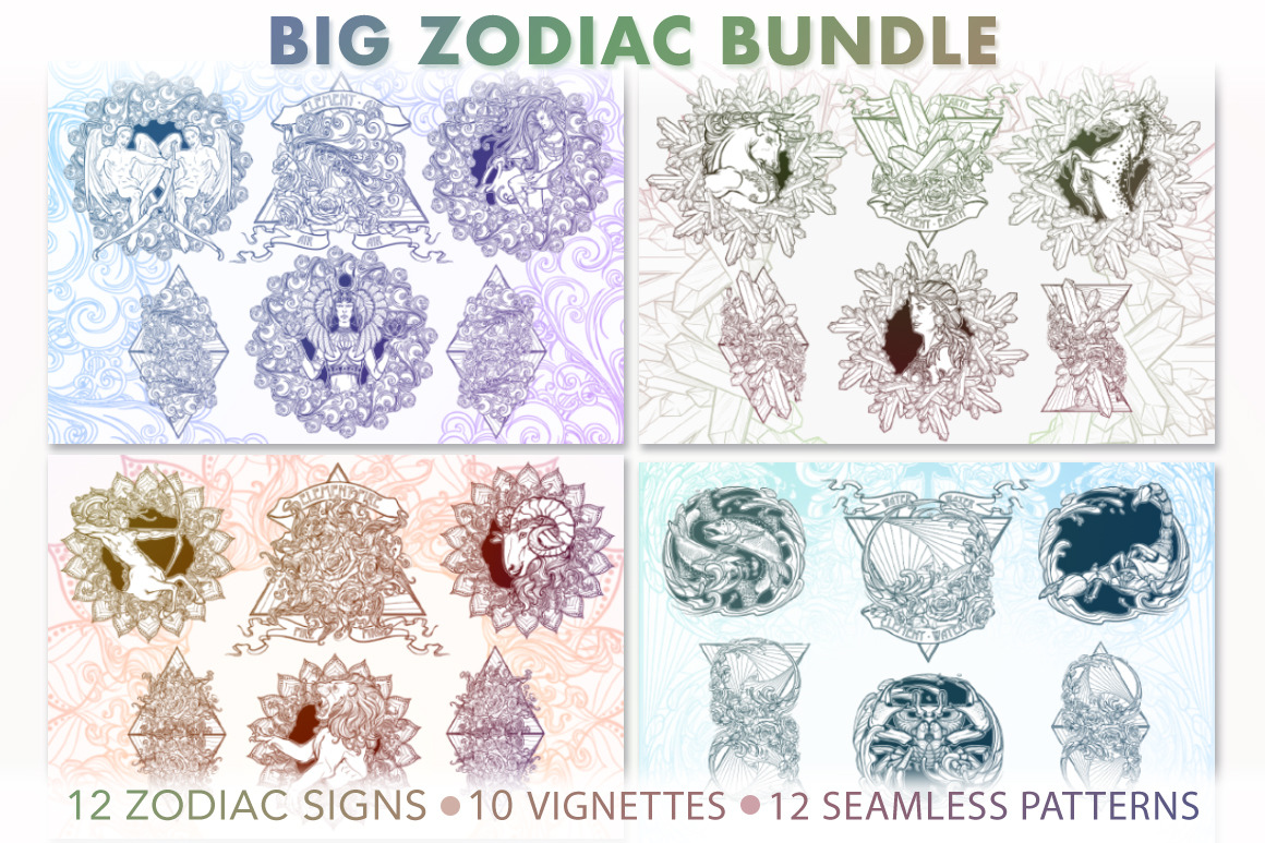 INKY ZODIAC - Big Bundle, an Illustration by AntonPix Studio