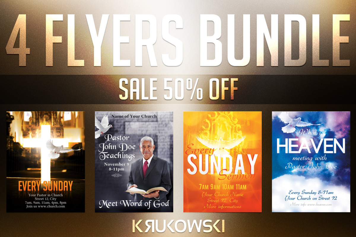 Church Religious Flyers Bundle, a Flyer Template by Krukowski Graphics