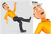 3D Man Slipping and Falling, a Person Illustration by 3DMask