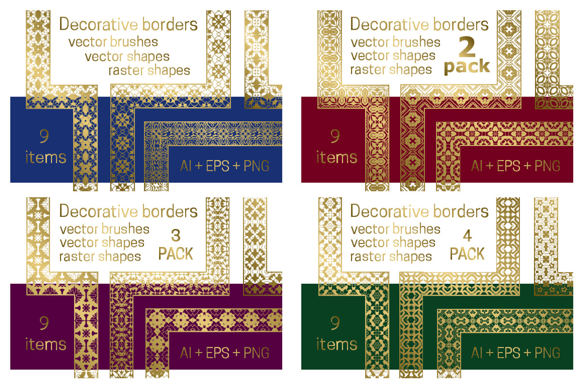 Decorative borders bundle, a Brush Add-On by Guten Tag Vector