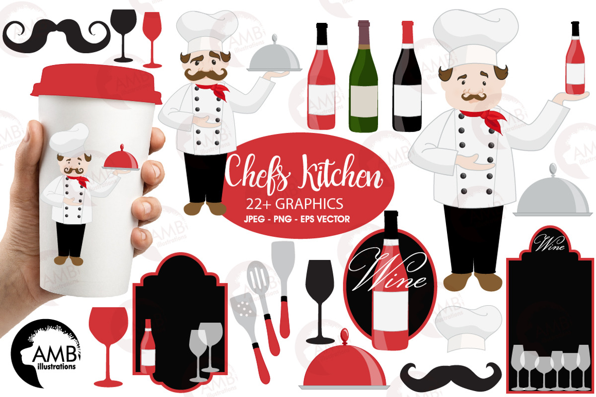 Chef and Kitchen Clipart AMB-914, an Illustration by AMBillustrations