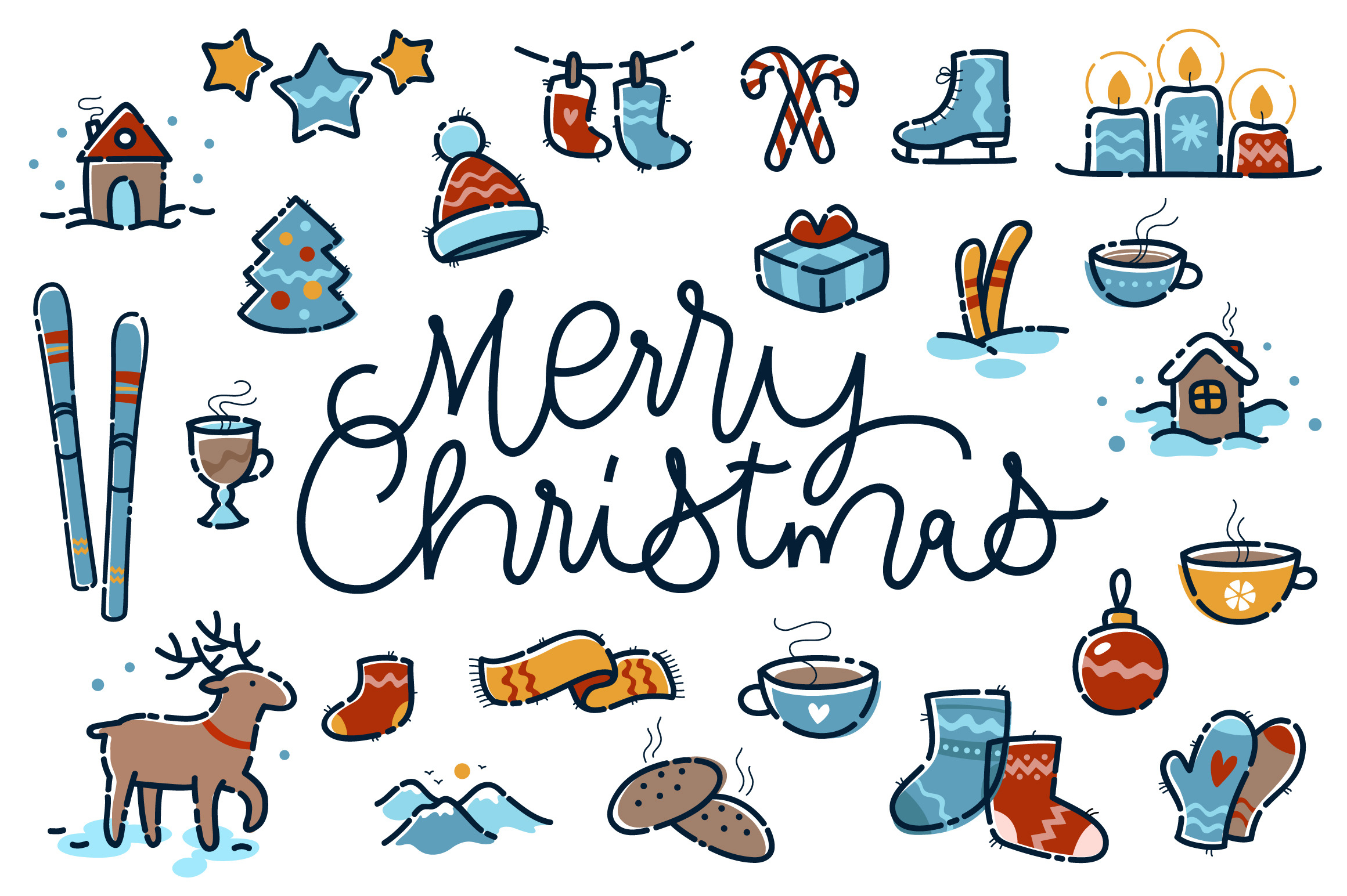 Merry Christmas small clipart, an Illustration by Nina's Illustration Shop