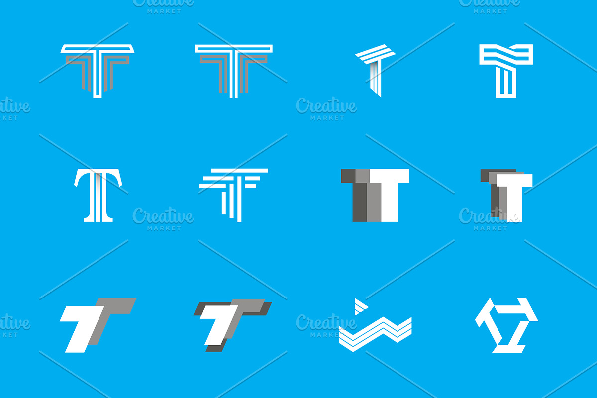 12 T Letter Logos - Vector & Mock-Up, a Branding & Logo Template by ...