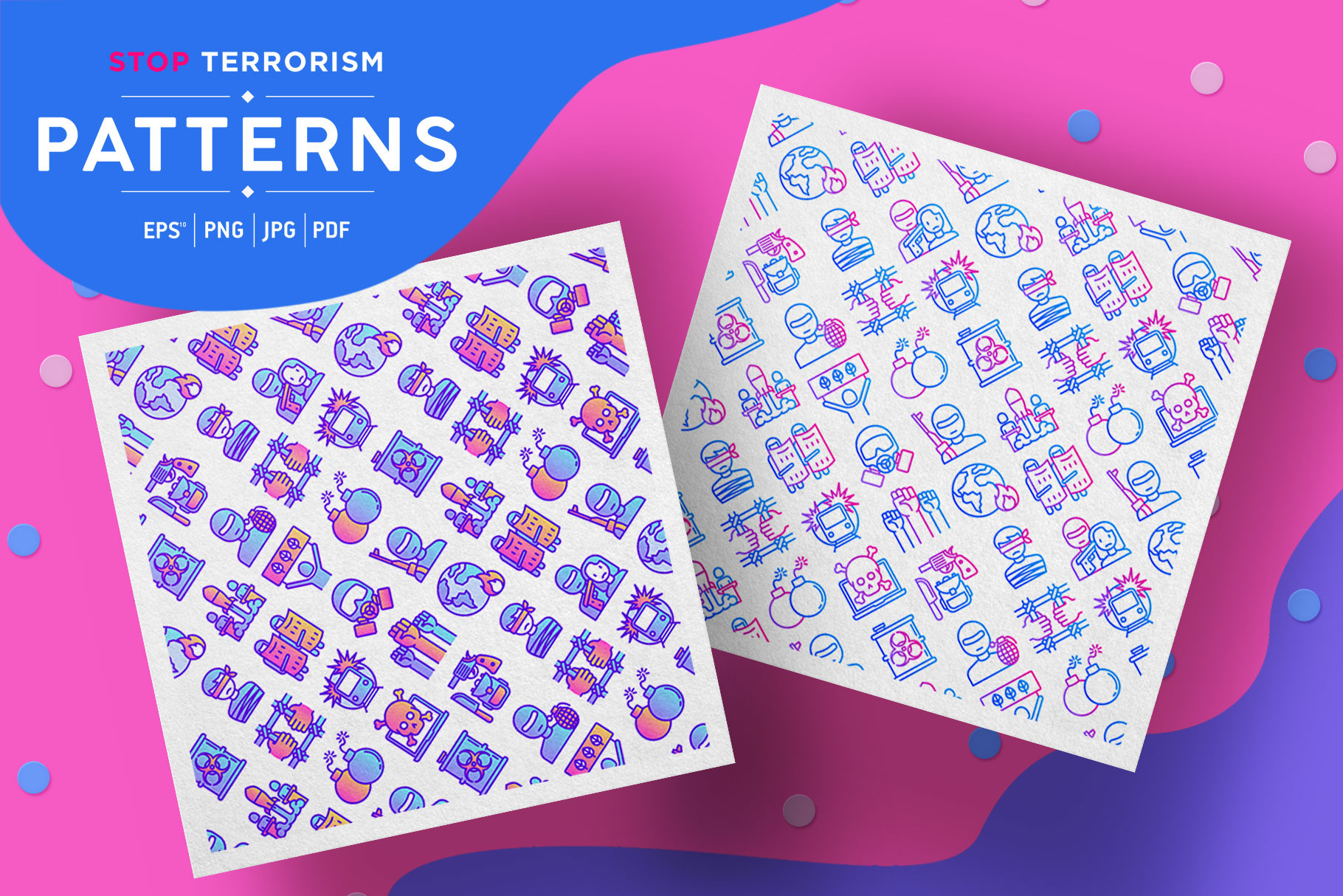 Stop Terrorism Patterns Collection, a Pattern Graphic by Alex Blogoodf