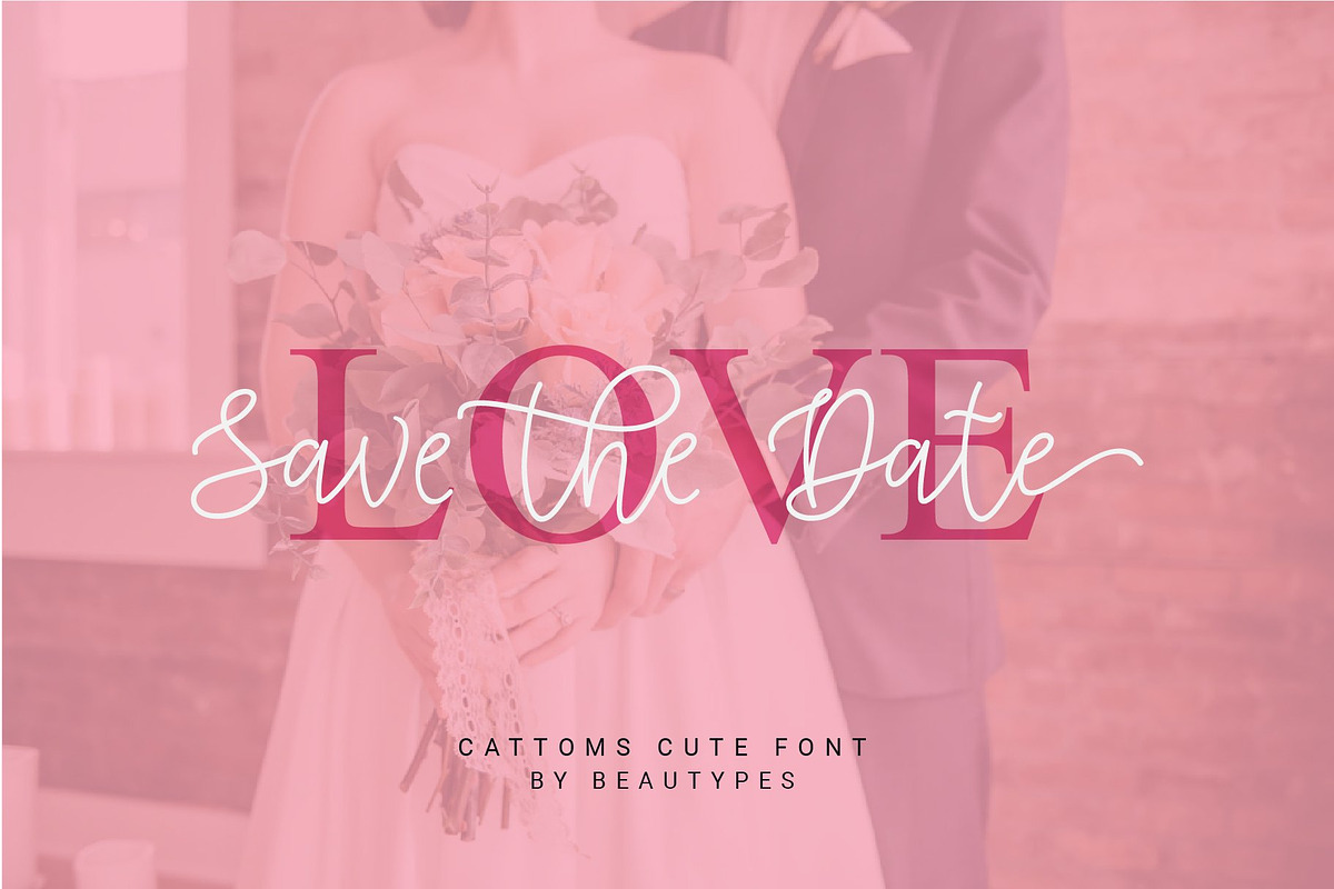 Cattoms Cute | Monoline Script Fonts, a Script Font by Beautypes