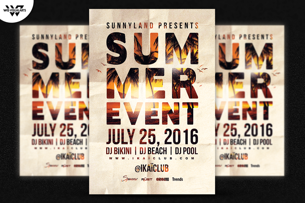 SUMMER BEACH EVENT Flyer Template, a Flyer Template by WG DESIGN