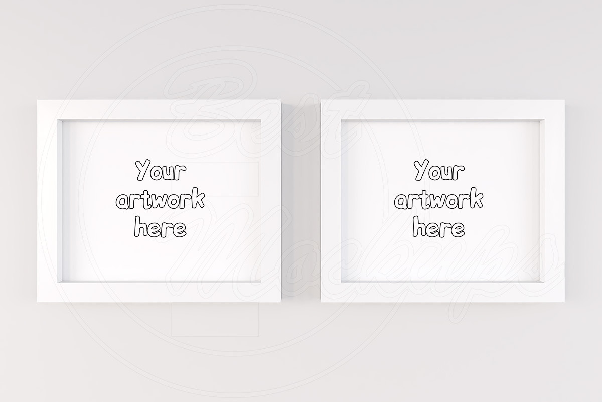 Set of 2 mock frames display artwork, a Print Template by BestMockups