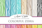 Colorful Zebra Digital Paper, a Pattern Graphic by Avenie Digital