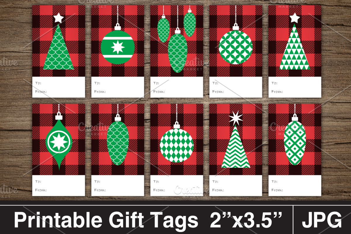 Buffalo Check Christmas Gift Tags, an Object Graphic by SubwayParty