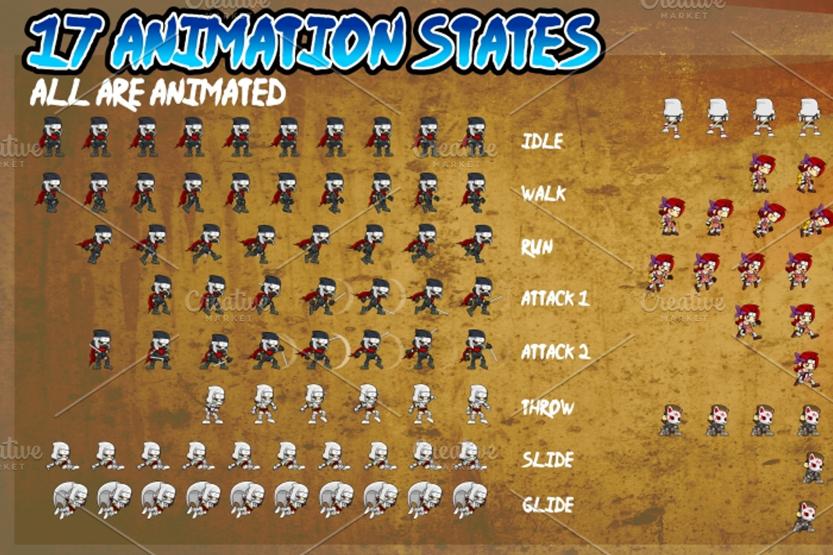 The Ninja - Game Sprites, an Illustration by pzUH