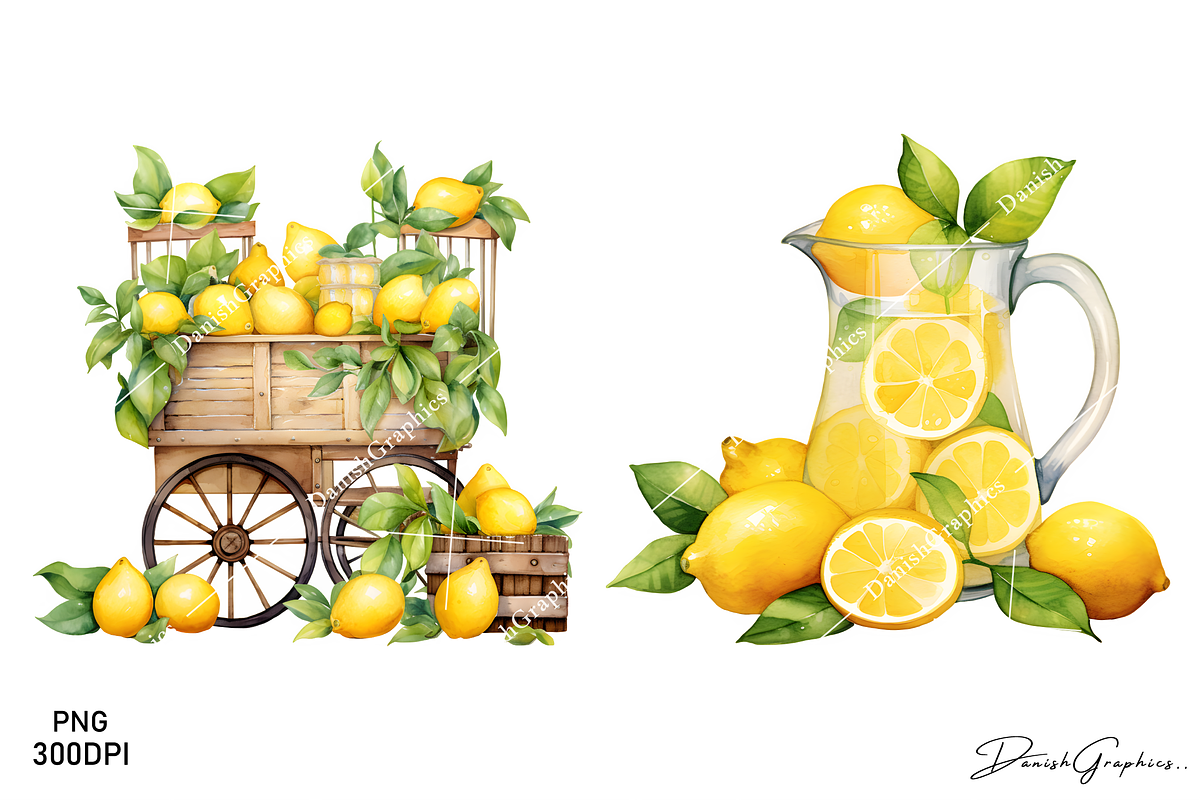 Lemon Watercolor Clipart