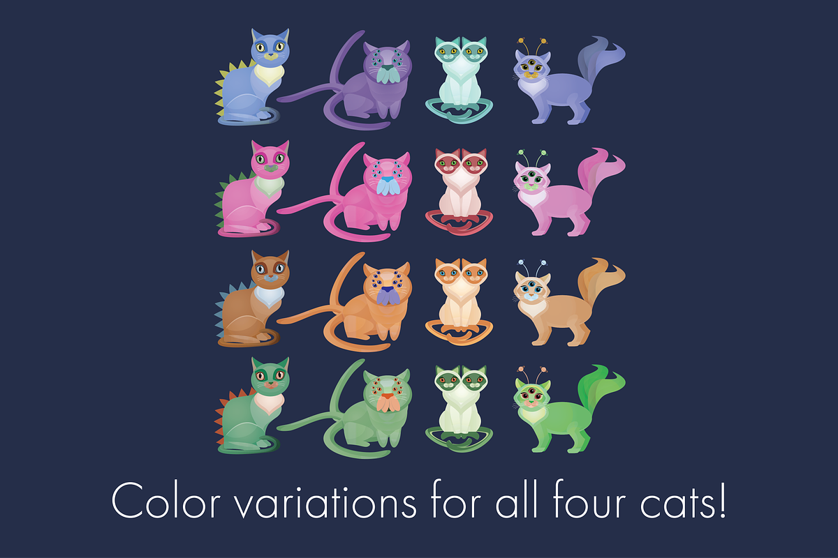 Planet Meow - 40 Alien Cat Elements, an Illustration by Hunt Family Design