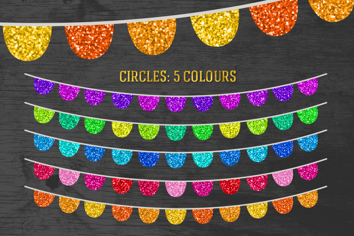 Glitter Bunting clip art pack, a Texture Illustration by Katy Clemmans