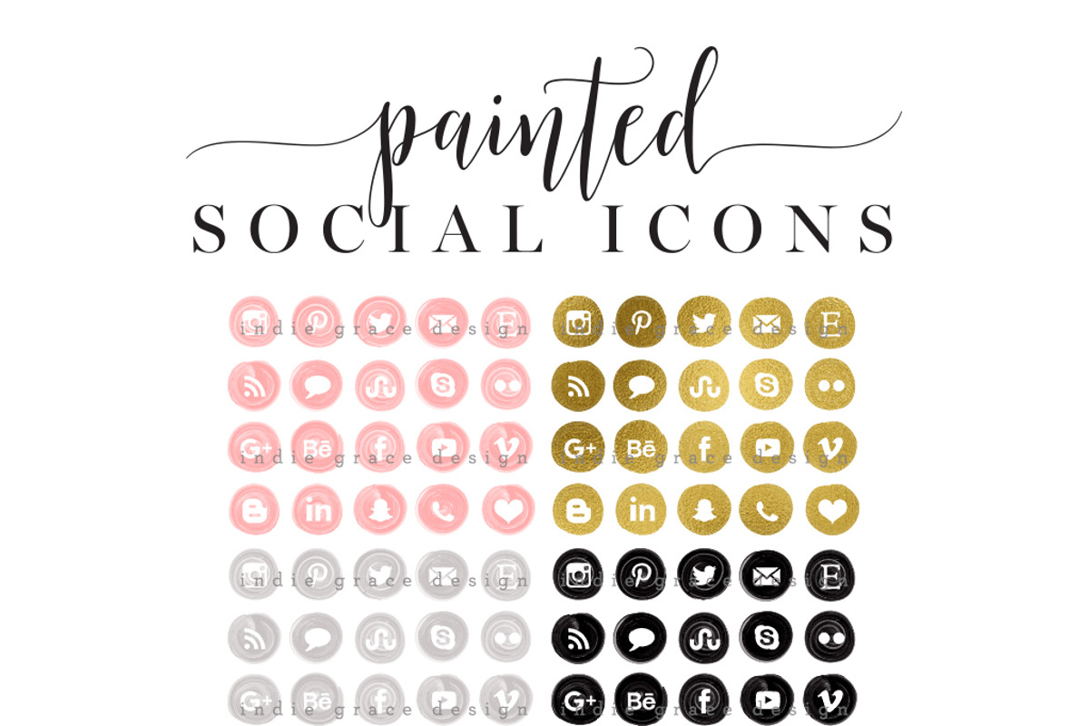 Painted Gold Foil Social Media Icons, a Templates & Theme by Indie ...