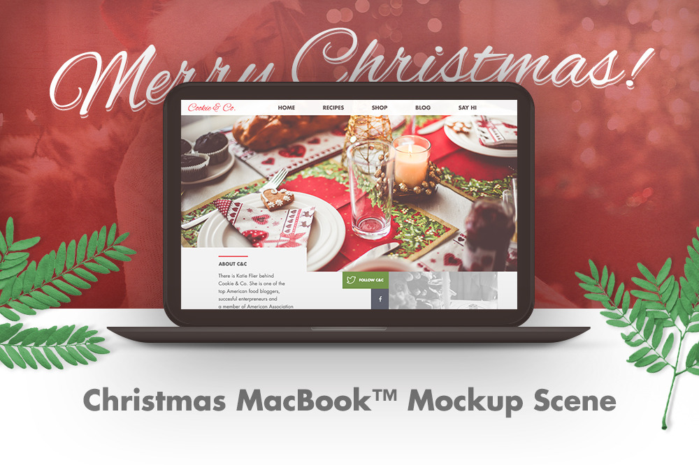 Christmas MacBook™ Mockup Scene, a Mac Mockup by eppearance