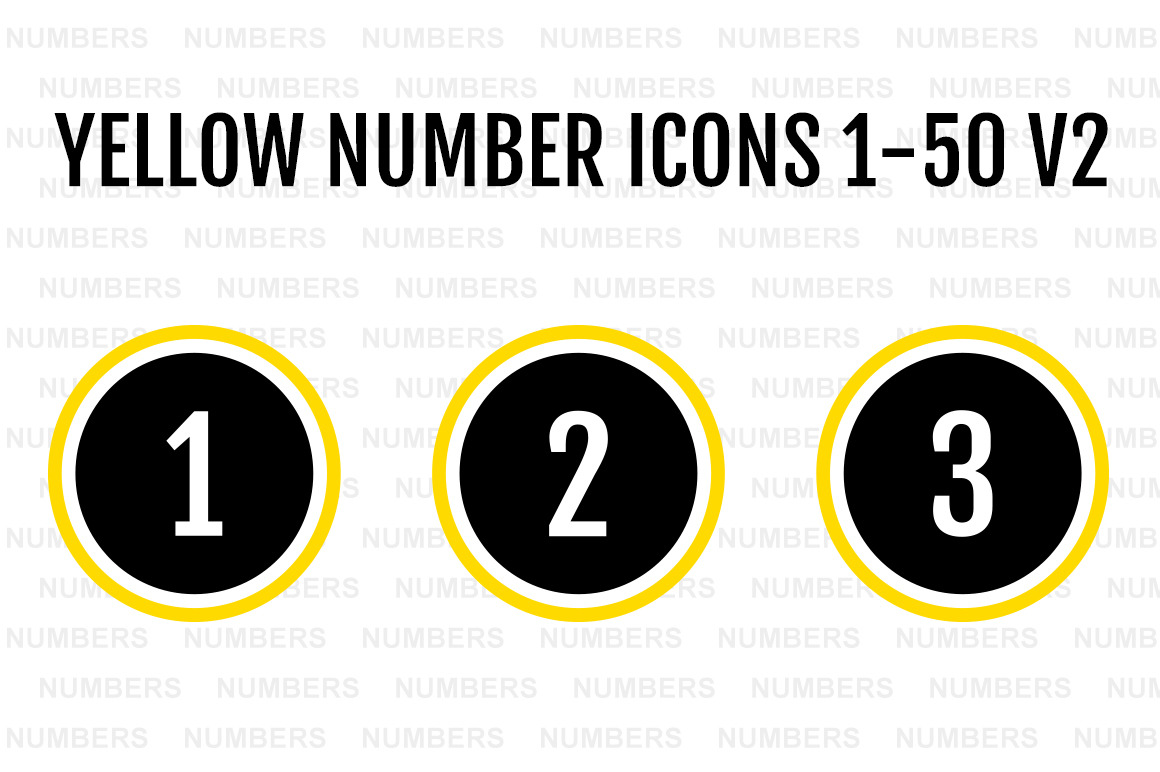 Yellow Number Icons 1-50 v2, an Icon by Designs By Alfredo