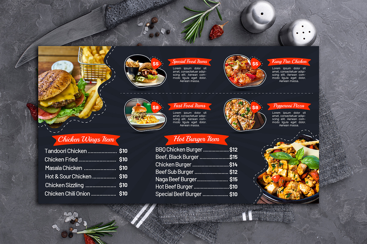 Digital Food Menu Design Template, a Stationery Template by MRI STUDIO ...