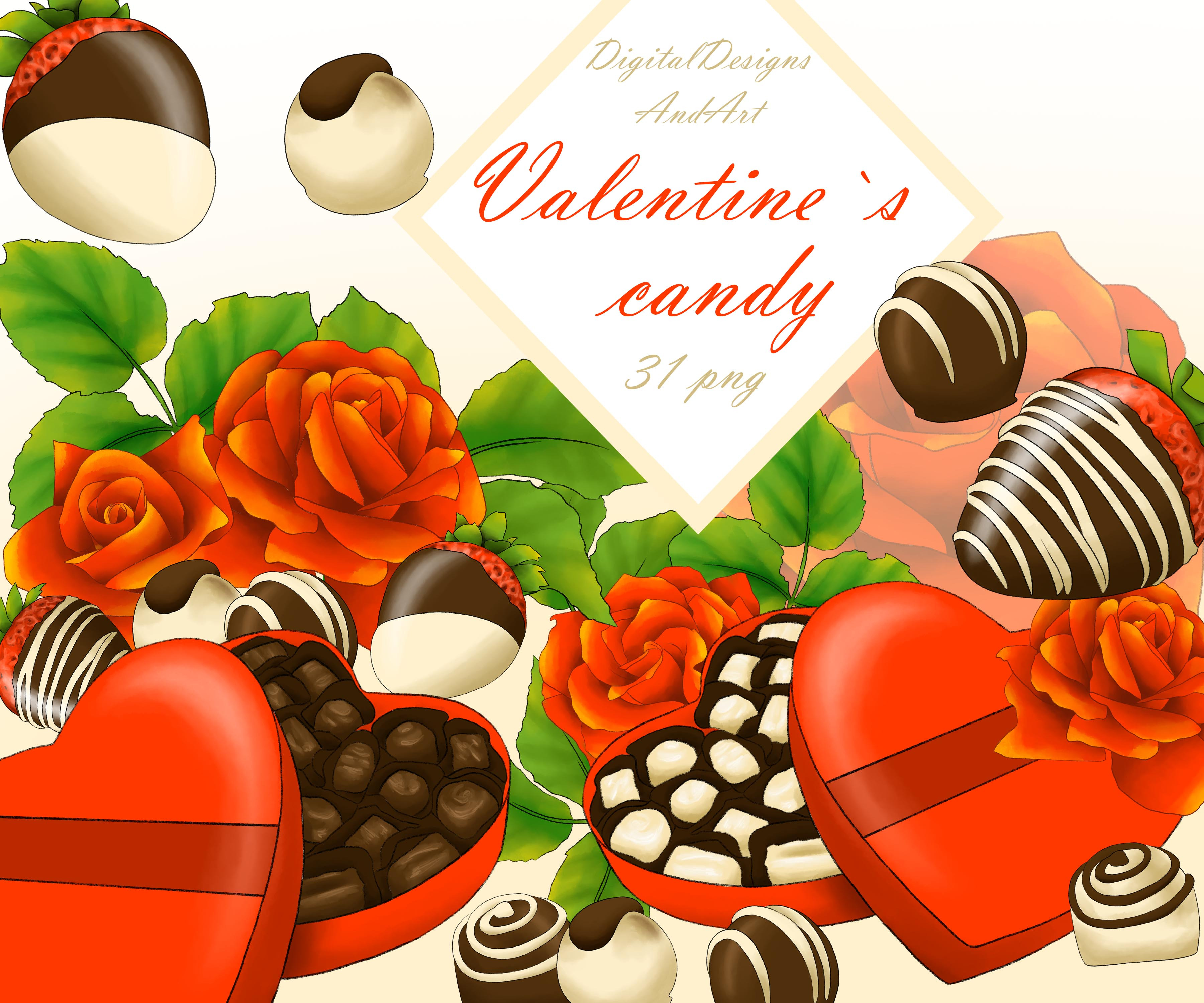 Valentine`s day candy clipart, an Illustration by DarinaDigital