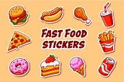 Fast food illustrations stickers
