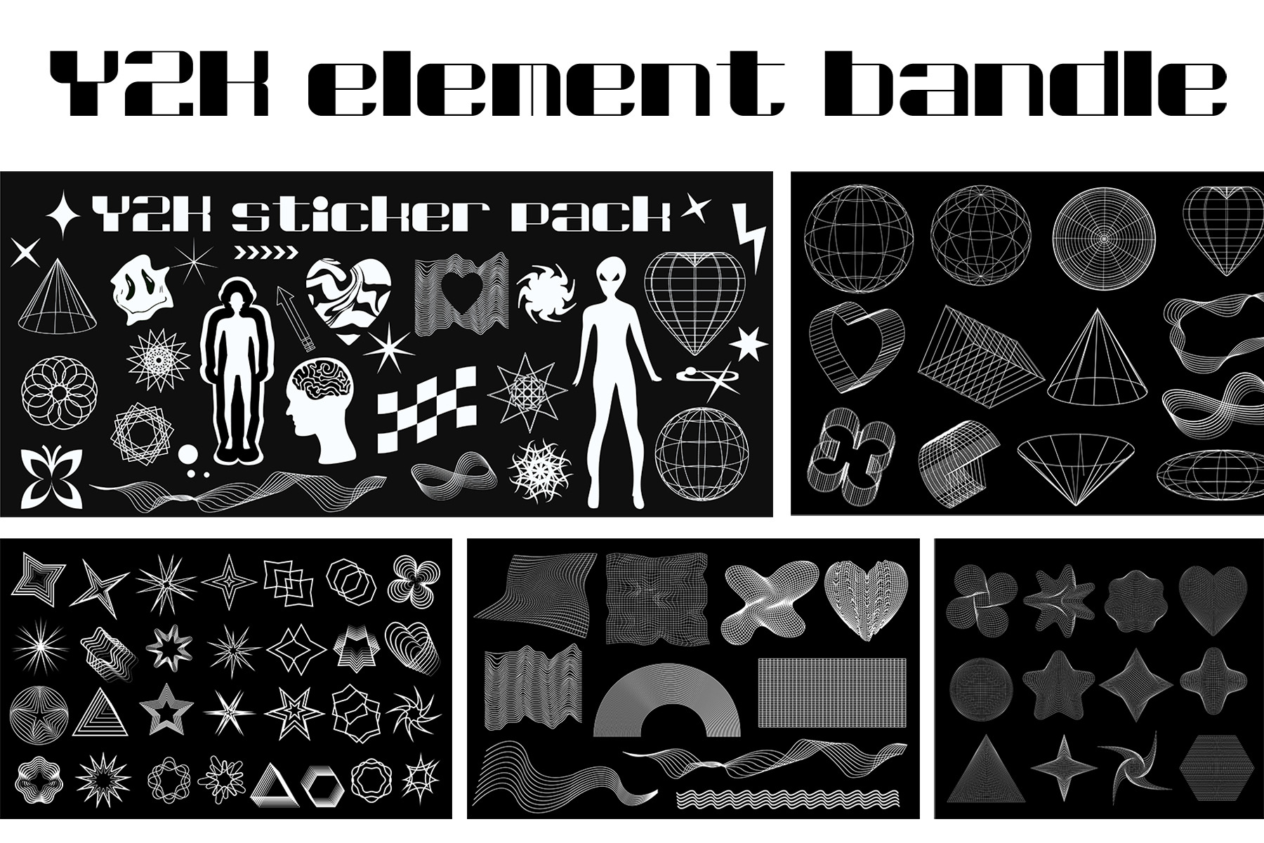 Y2K Black and White Vector Elements, an Object Graphic by Lucia Fox