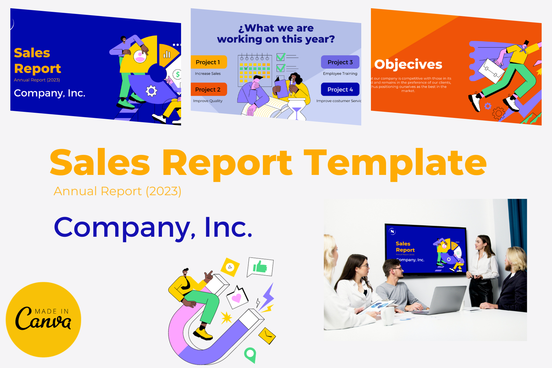 Sales Report Template. Presentations | Creative Market