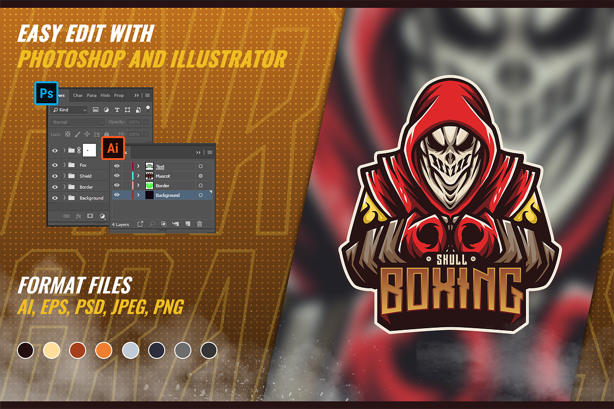 Skull Boxing - ESport & Mascot Logo, a Branding & Logo Template by FNR ...
